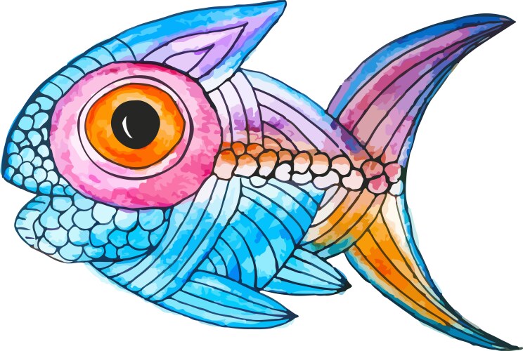 Funky fish on crumpled paper texture Royalty Free Vector