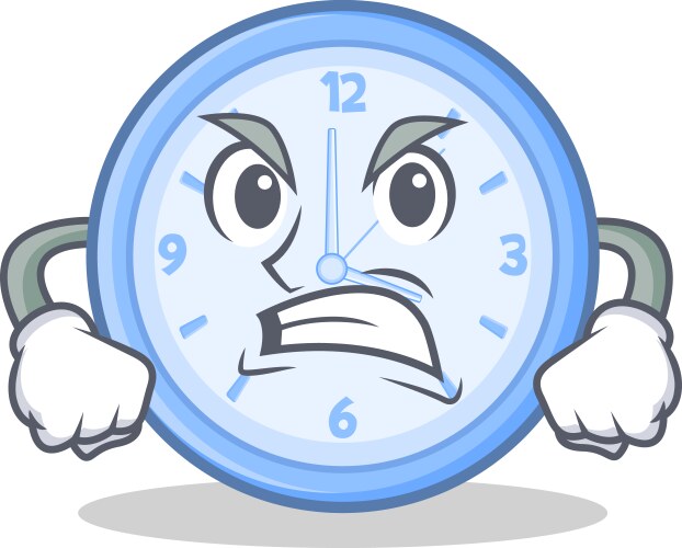 Crazy clock character cartoon style Royalty Free Vector