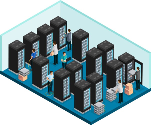 Datacenter isometric icon set Royalty Free Vector Image