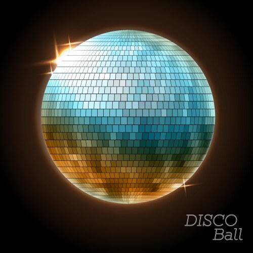 Disco ball with banner on glowing background Vector Image