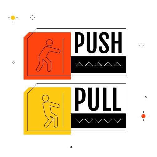 Flat design push pull sign Royalty Free Vector Image