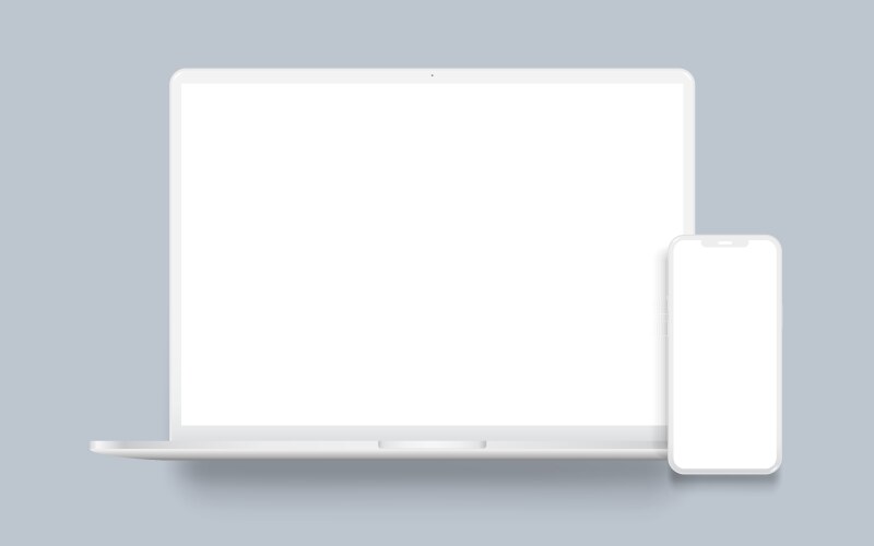 Realistic computer screen with laptop mockup Vector Image