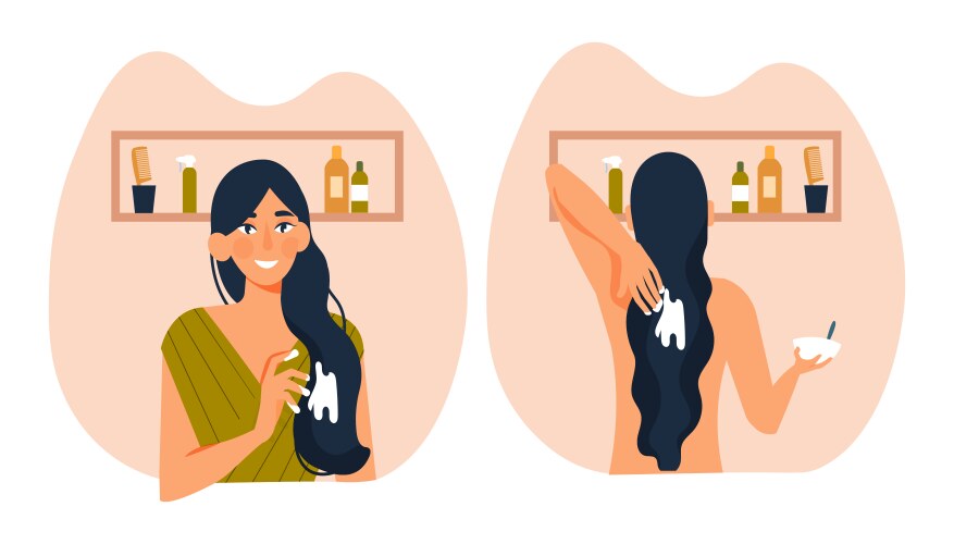 Applying Oil on Hair Vector Images (over 180)