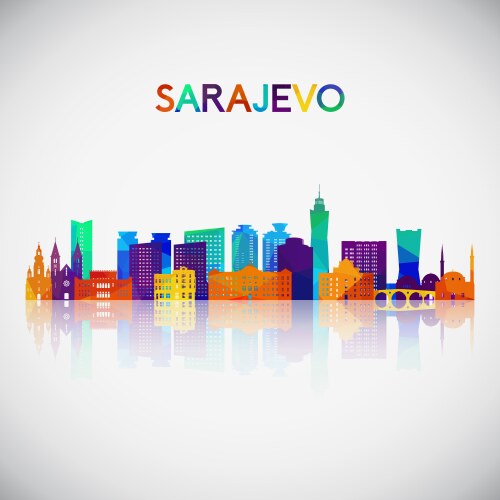 Outline skyline panorama of city sarajevo Vector Image