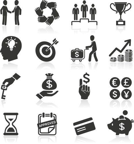 Business and startup engraved icons set Royalty Free Vector