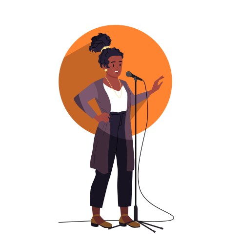 Comedy standup show girl with microphone jokes Vector Image