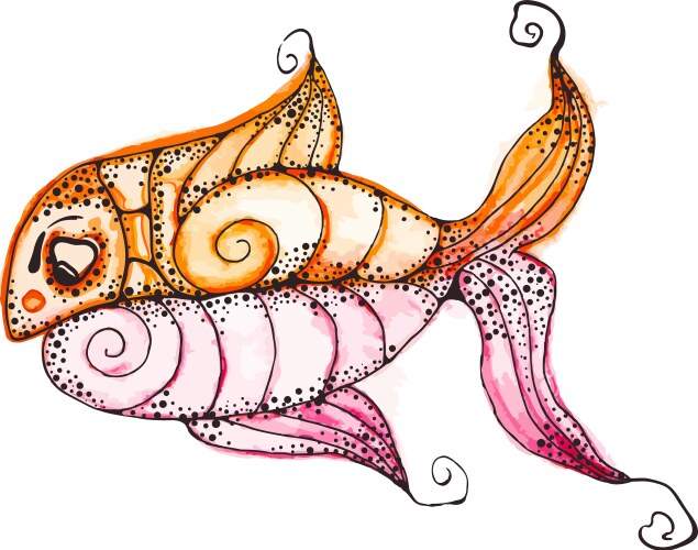 Funky fish on crumpled paper texture Royalty Free Vector