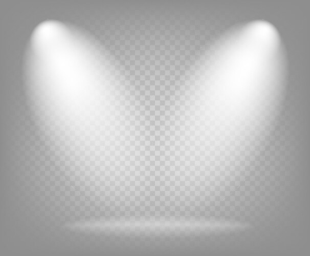 White beam lights spotlights transparent Vector Image