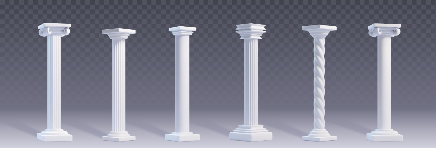 Ancient white marble roman column Royalty Free Vector Image