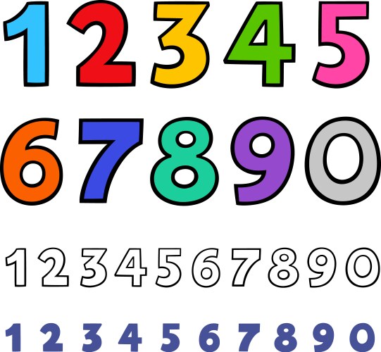 Educational numbers set with cartoon animals Vector Image