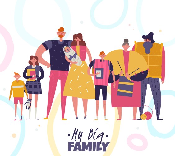Cartoon superhero family mom dad and children Vector Image