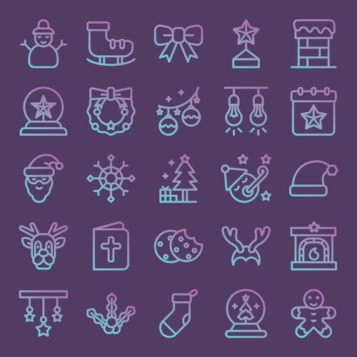 Christmas holiday line icons set outline symbol – Royalty-Free Vector ...