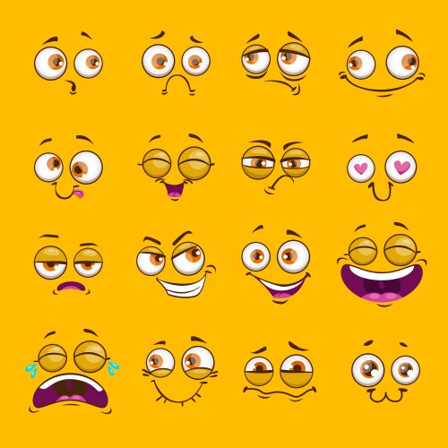Cartoon faces funny face expressions caricature Vector Image