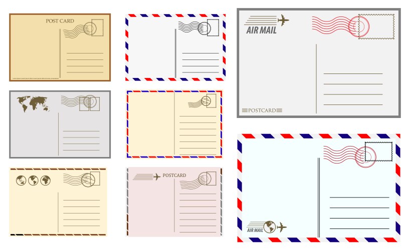 Postcard template paper white texture Royalty Free Vector