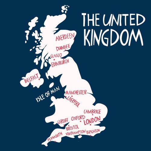 Hand drawn stylized map united kingdom Royalty Free Vector
