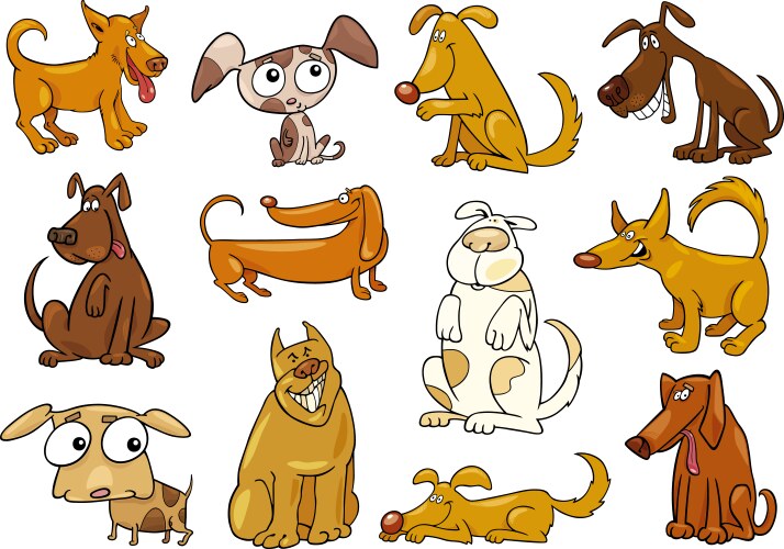 Dog emoticons cartoon set Royalty Free Vector Image
