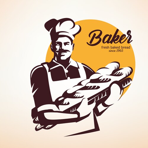 Bakery bakehouse logo or label baker Royalty Free Vector