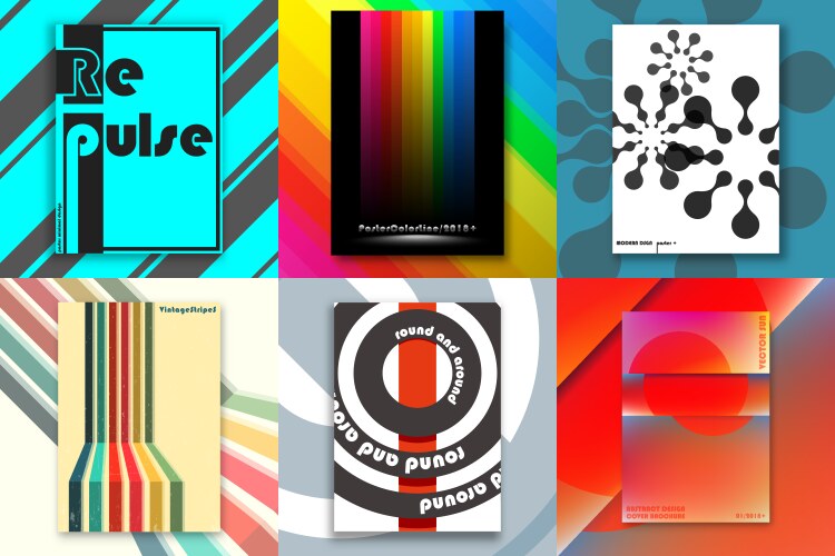 Square abstract poster set Royalty Free Vector Image