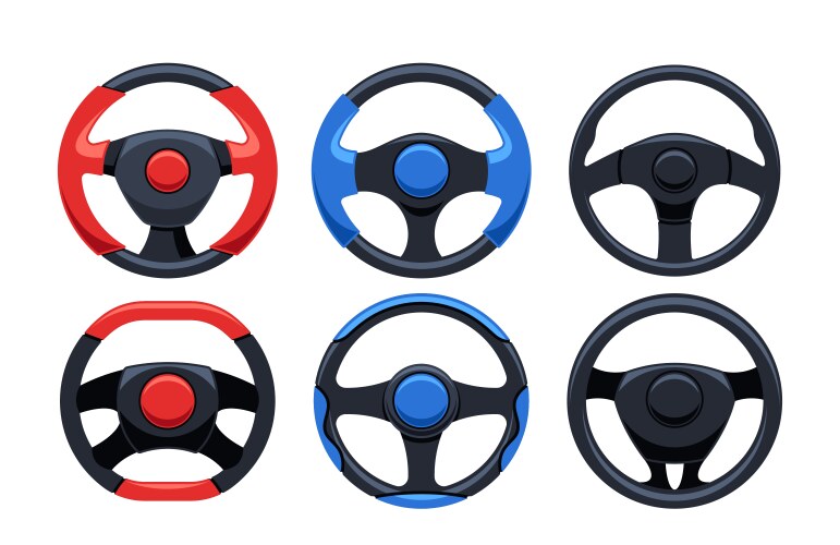 Six car steering wheels on a white background Vector Image
