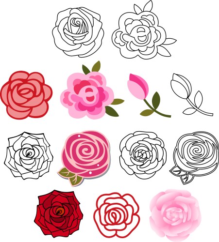 Set of roses Royalty Free Vector Image - VectorStock
