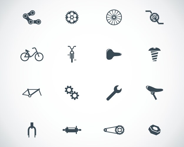 Black bicycle part icons set Royalty Free Vector Image