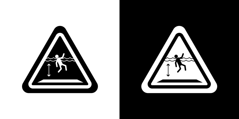 Deep water warning sign icon set alert for areas Vector Image