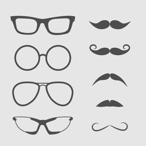 Geek glasses and moustache or mustache icon Vector Image
