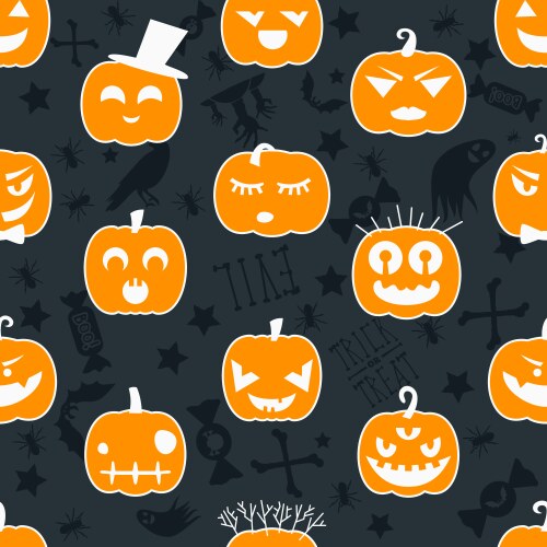Seamless pattern with - pumpkin ghost spider web Vector Image