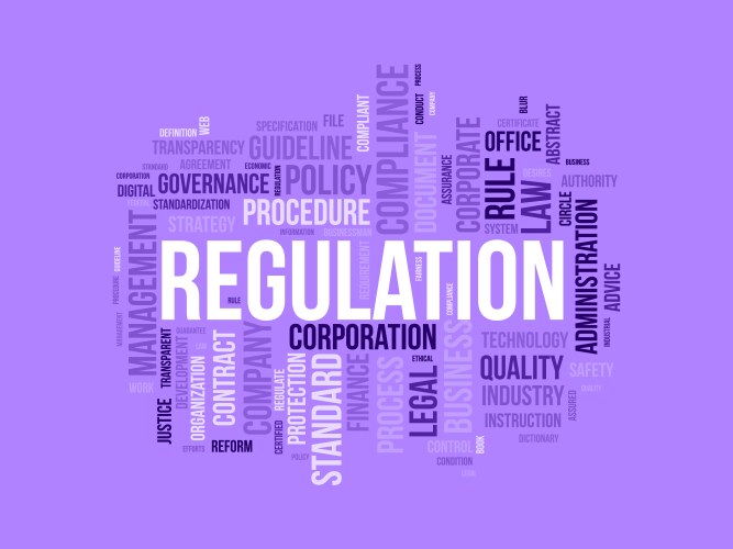 Regulation wordcloud template business concept Vector Image
