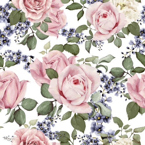 Seamless floral pattern with red roses on white Vector Image