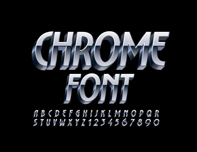 Chrome typeface gray Royalty Free Vector Image