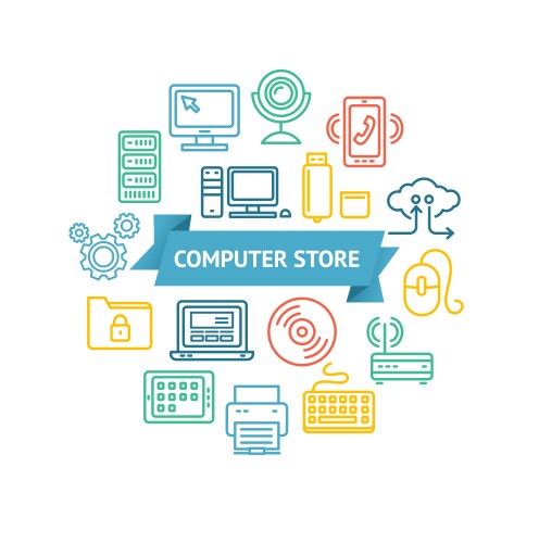 Computer repair icons set Royalty Free Vector Image