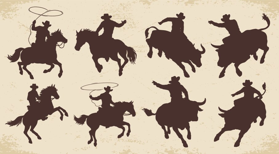 Rodeo show colorful set stickers Royalty Free Vector Image