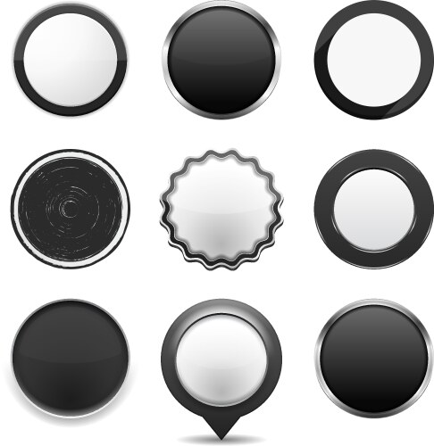 Black buttons with metallic frame Royalty Free Vector Image