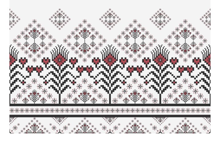 Ethnic floral embroidery border pattern Royalty Free Vector