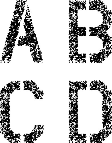 Stencil angular font alphabet letters Royalty Free Vector