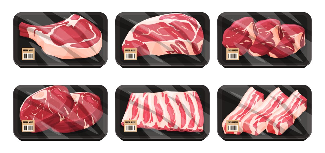 Beef meat fresh steak in the package food 3d Vector Image