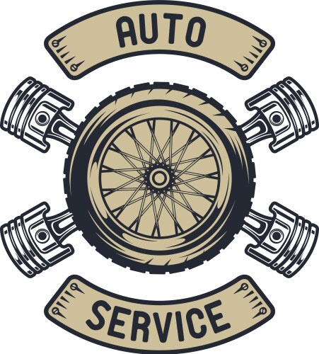Auto parts hand drawn emblem Royalty Free Vector Image