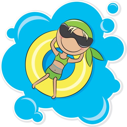 Girl floating inner tube Royalty Free Vector Image