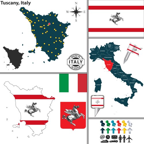Map of italy with regions and their capitals Vector Image