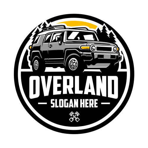Overland suv camper truck circle emblem logo Vector Image Overland suv camper truck circle emblem logo Vector Image