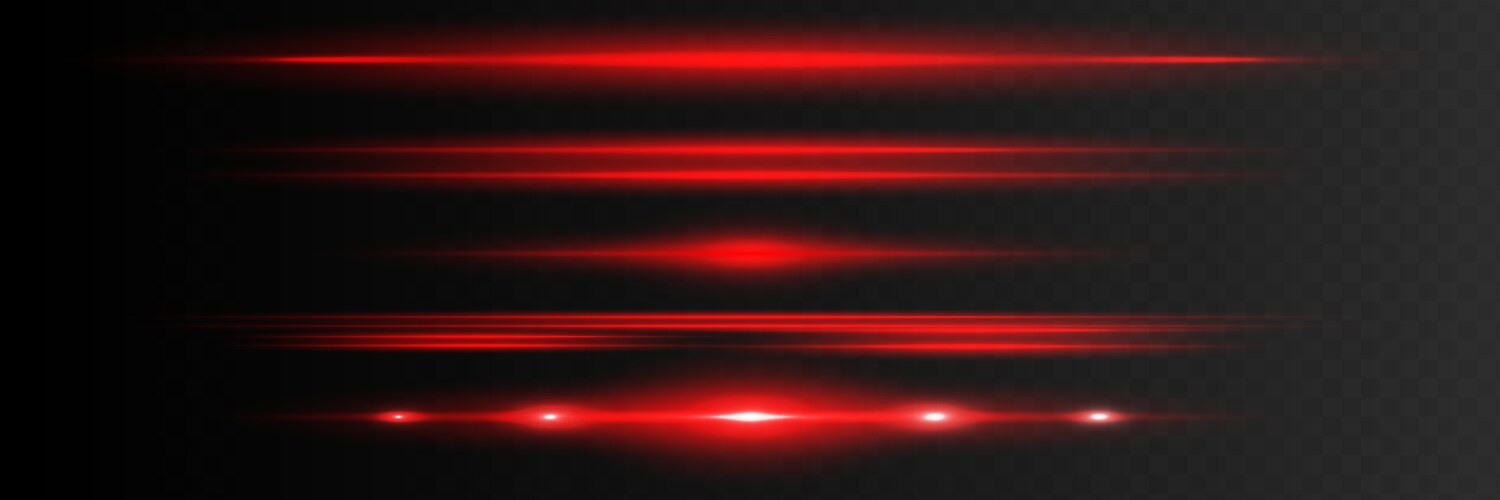 Red horizontal lens flares pack laser beams Vector Image