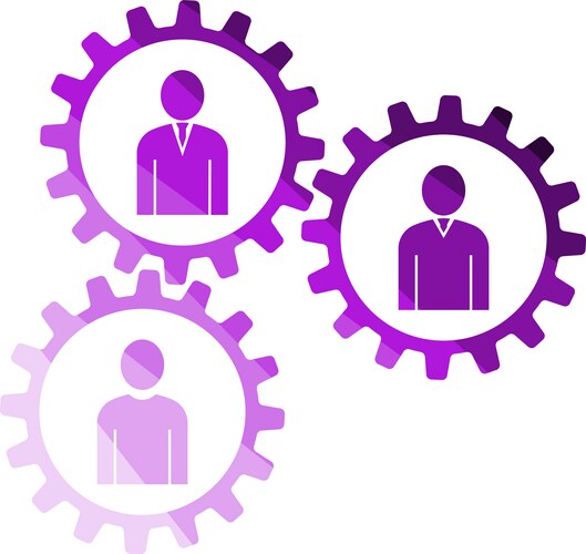 Thinking sign teamwork with gears icon Royalty Free Vector