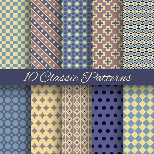 8 different classic geometric patterns Royalty Free Vector