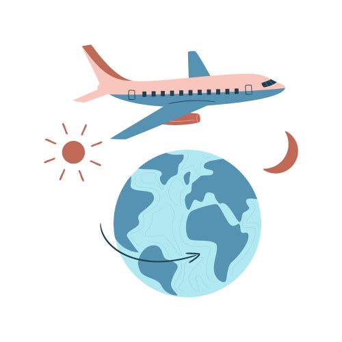 Cartoon plane flying around the globe Royalty Free Vector