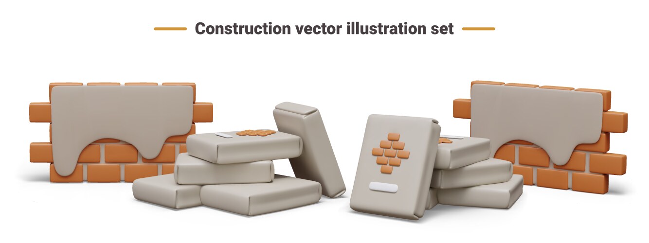 Brick half plastered wall construction barrier Vector Image