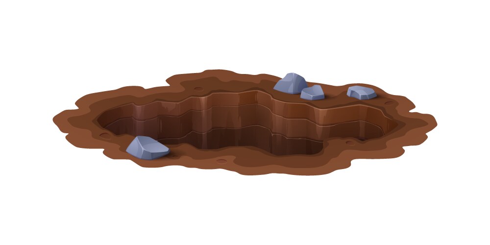 Cartoon Deep Pit with Burrow Royalty Free Vector Image