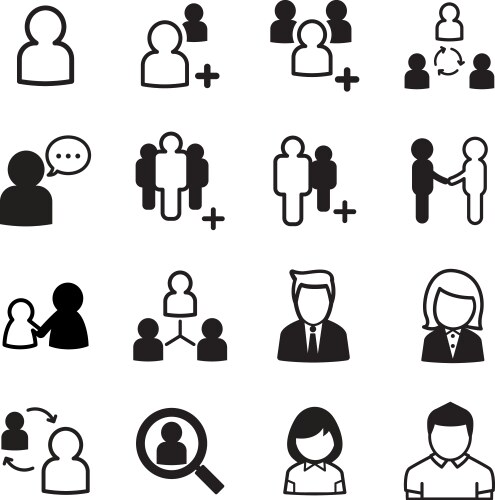 Talking and speaking people icons set Royalty Free Vector