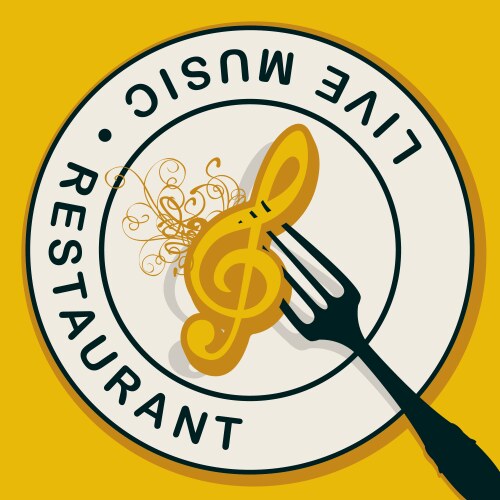 Restaurant menu with vinyl record and cutlery Vector Image