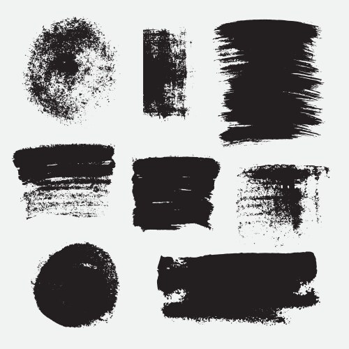 Set hand drawn paint brush strokes and stains Vector Image